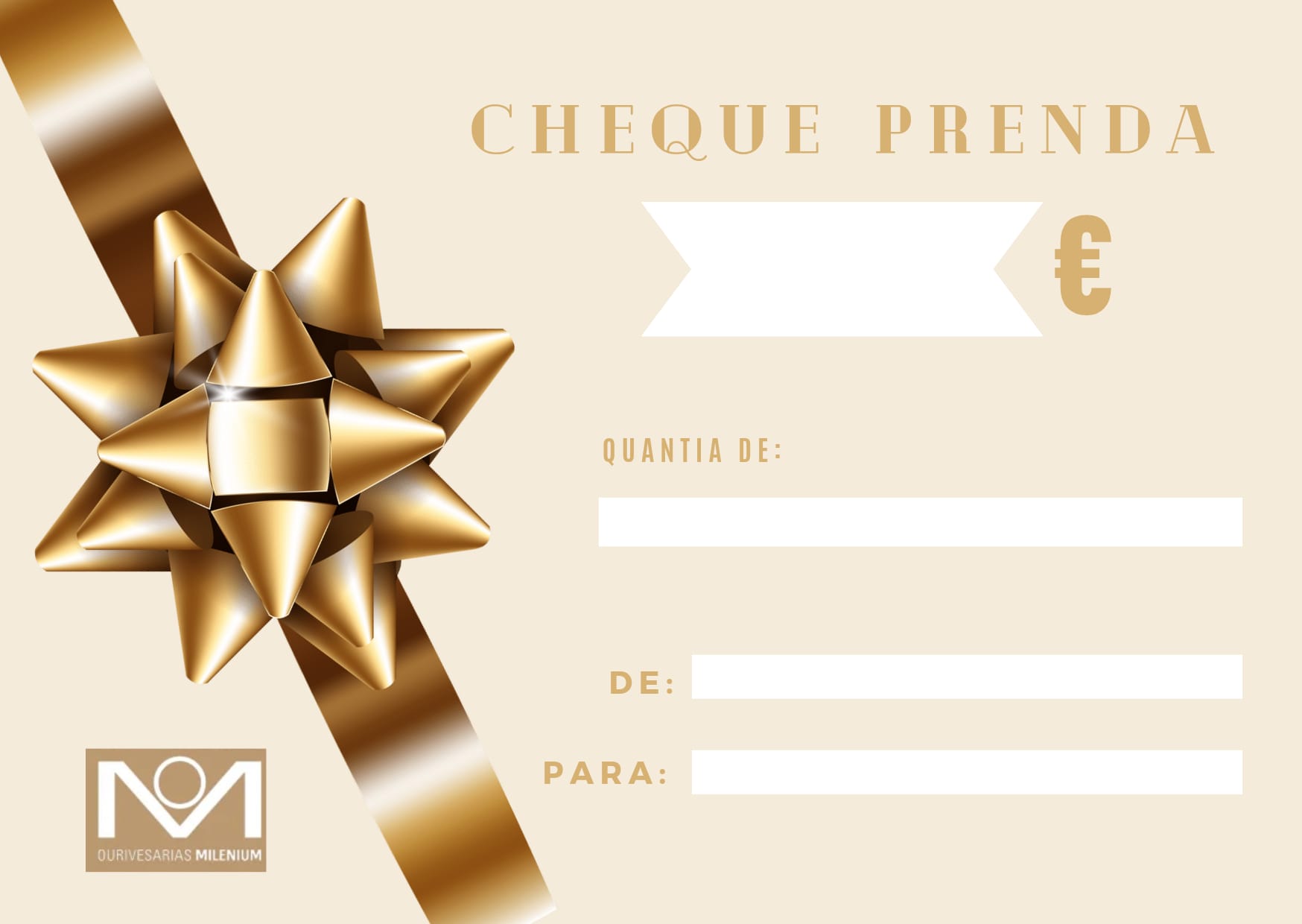 Cheque Prenda Milenium | Ourivesaria Milenium